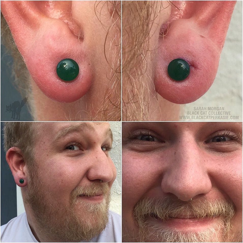 6g Ear Lobe Piercings by Sarah Morgan in Perkasie PA, Black Cat ...